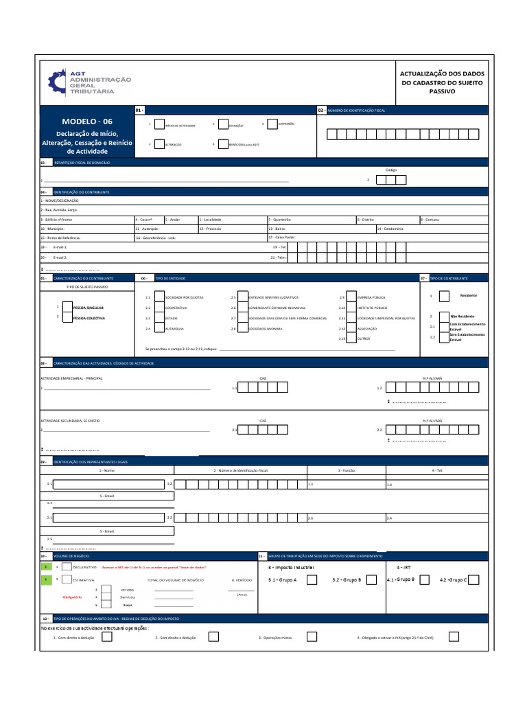 Declaracao Modelo 6 AGT PDF | PDF | Imposto sobre Valor Agregado (IVA) | Pagamentos