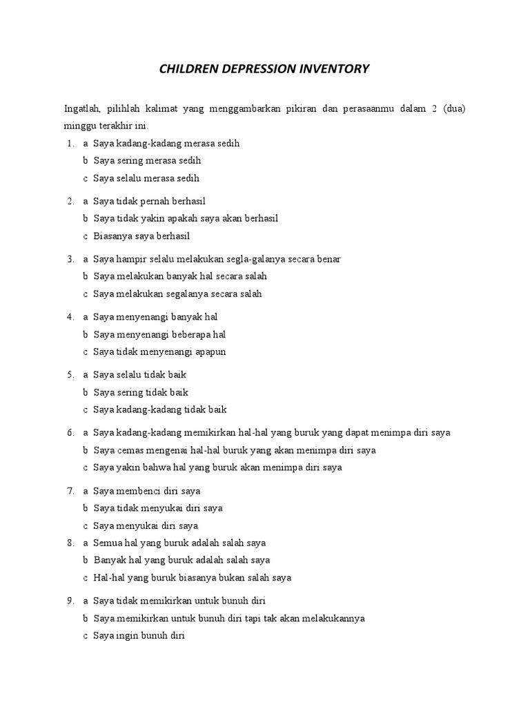 Children Depression Inventory | PDF