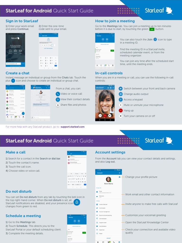 Starleaf For Android Quick Start Guide: How To Join A Meeting Sign in ...