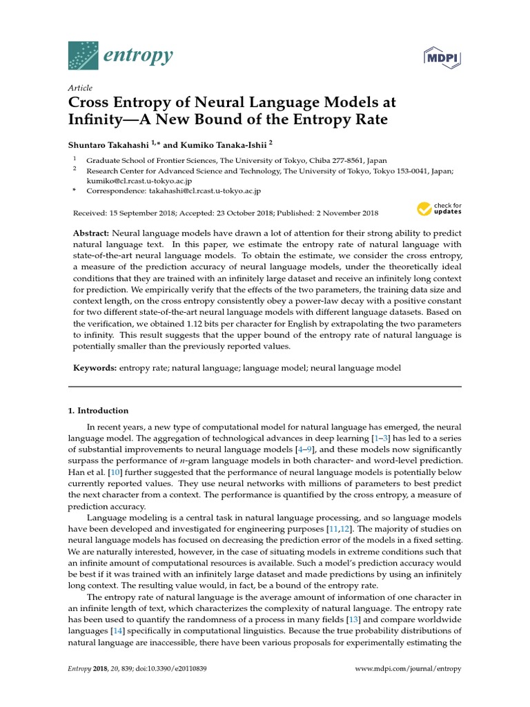 Entropy: Cross Entropy of Neural Language Models at Infinity-A New ...
