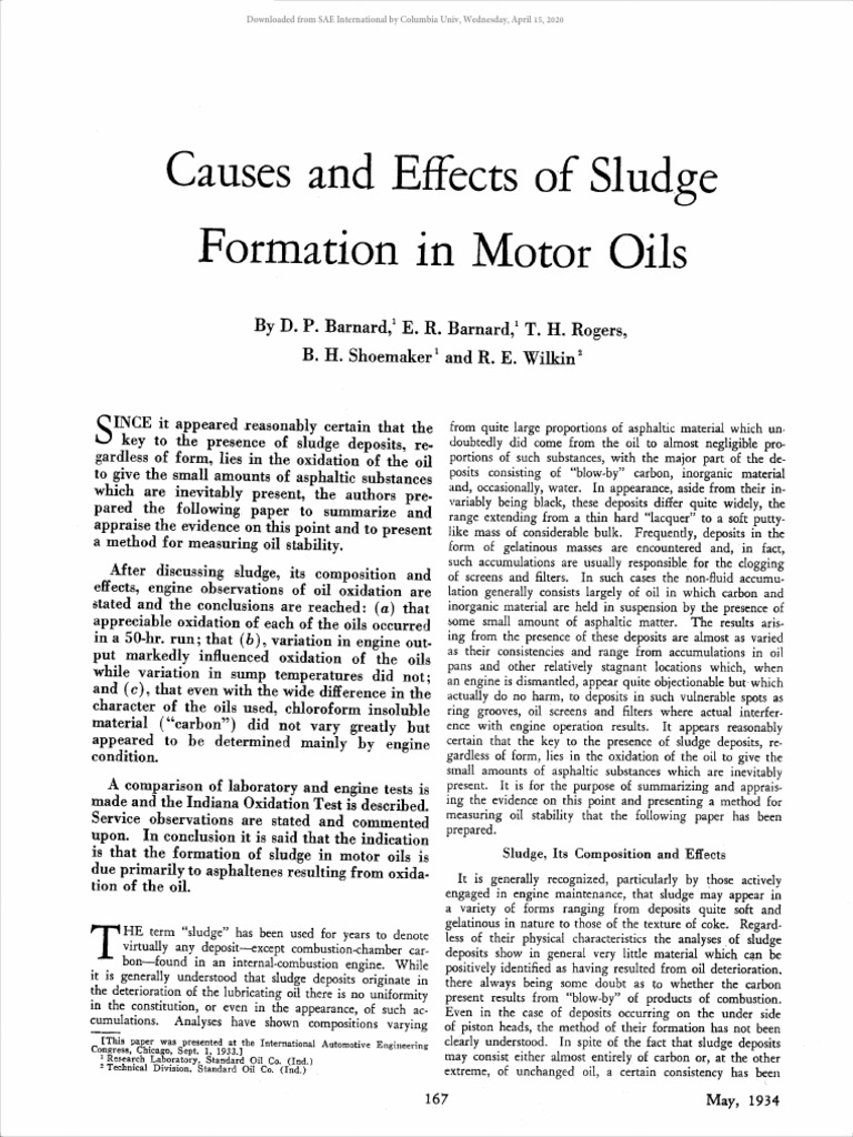 Analysis of the Causes and Effects of Sludge Formation in Motor Oils ...