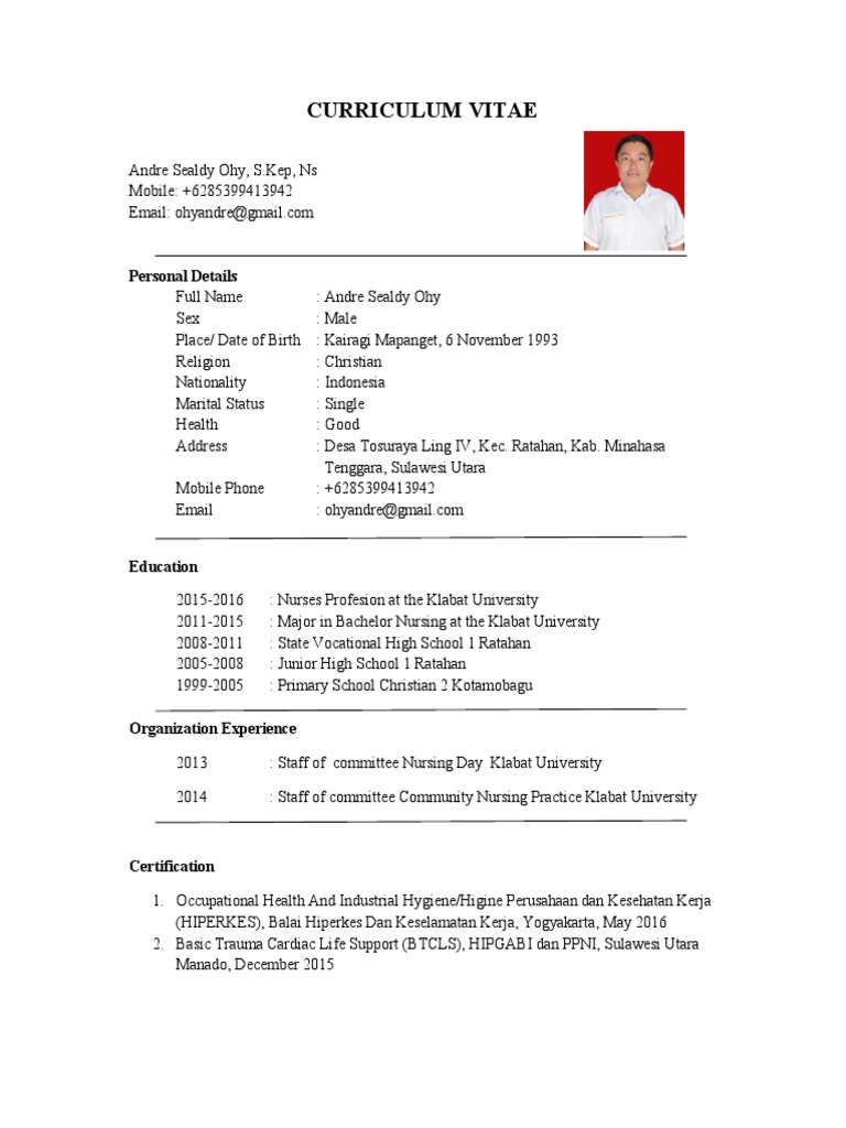 CURRICULUM VITAE Andre Ohy | PDF | Health Care | Medicine