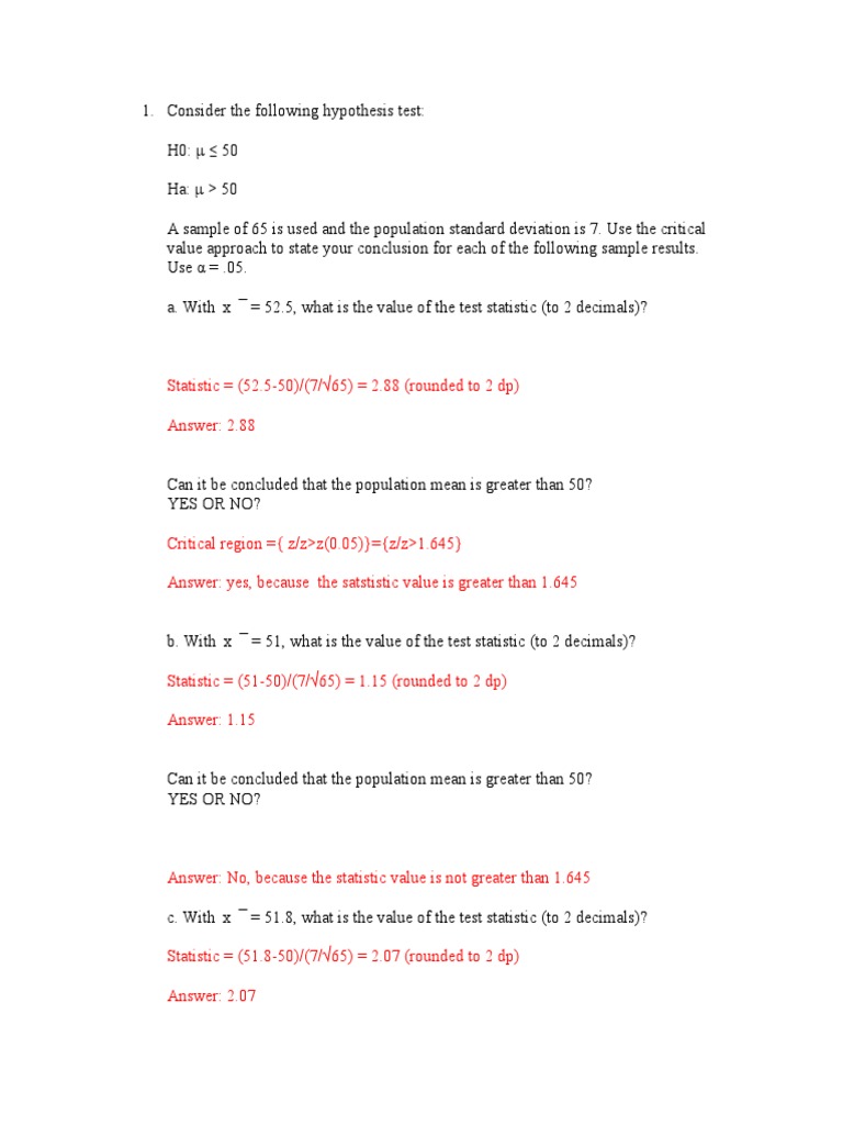 Statistics Problems | PDF | P Value | Mean