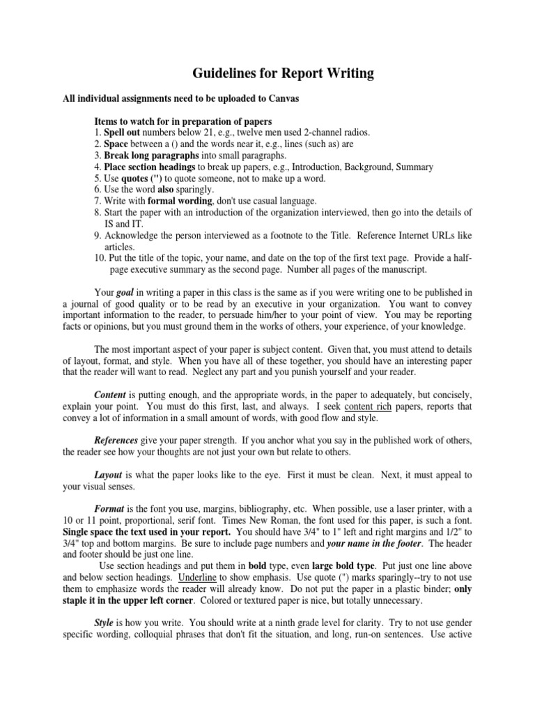 General Report Format | PDF | Writing | Text