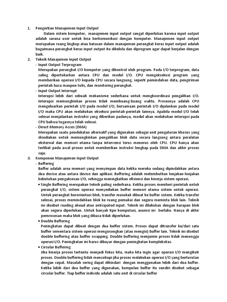 Pengertian Manajemen Input Output | PDF