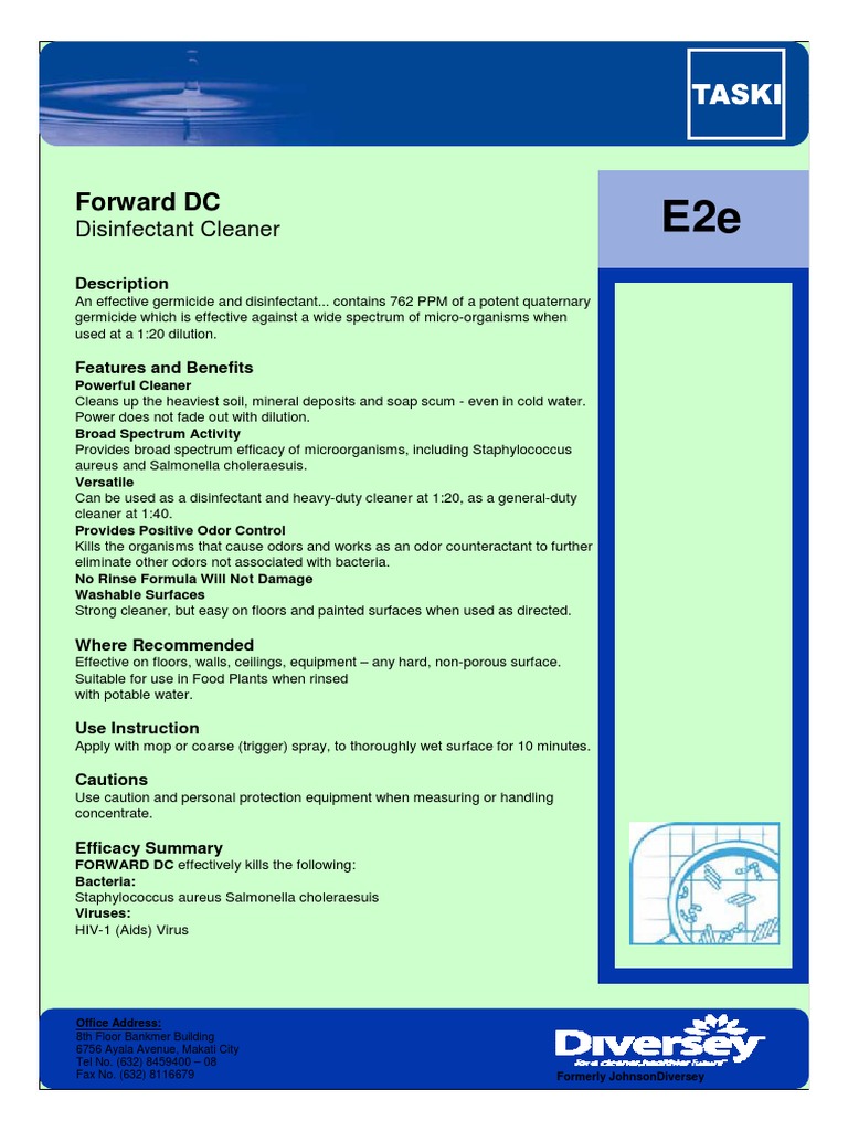 Forward DC: Disinfectant Cleaner | PDF | Disinfectant | Chemical Substances