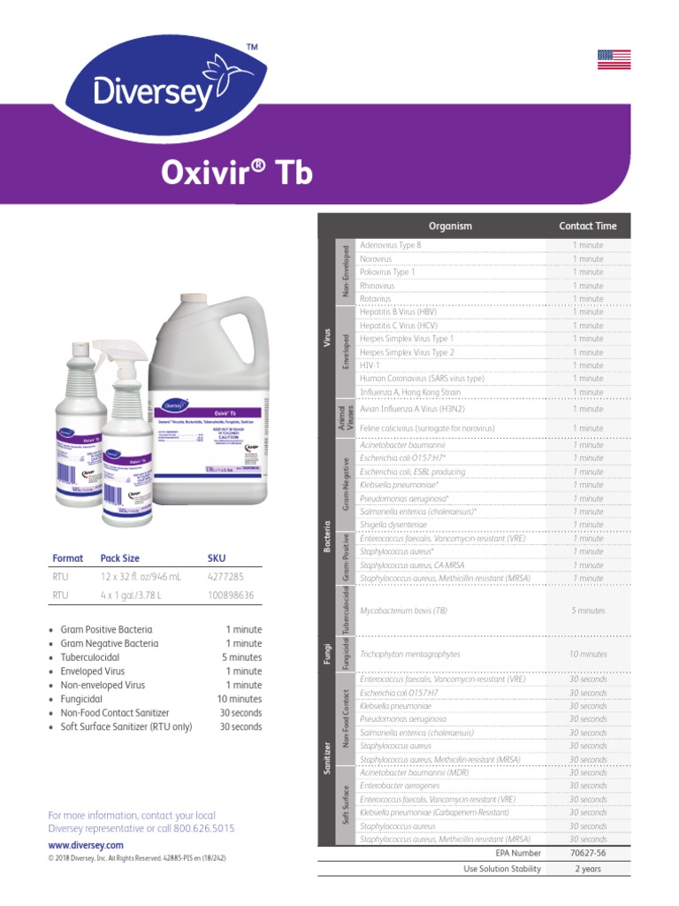 PIS Oxivir TB LTR en US - HRNC - 20180902143905 | PDF | Gram Negative ...