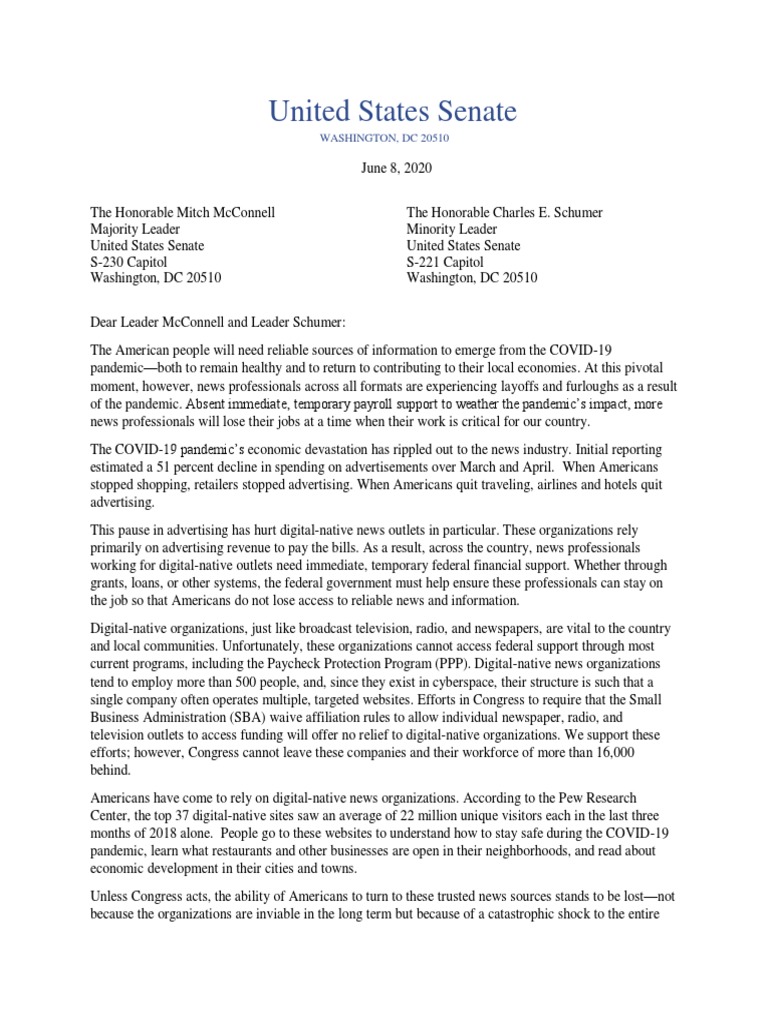 United States Senate: Washington, DC 20510 | PDF | Chuck Schumer | News