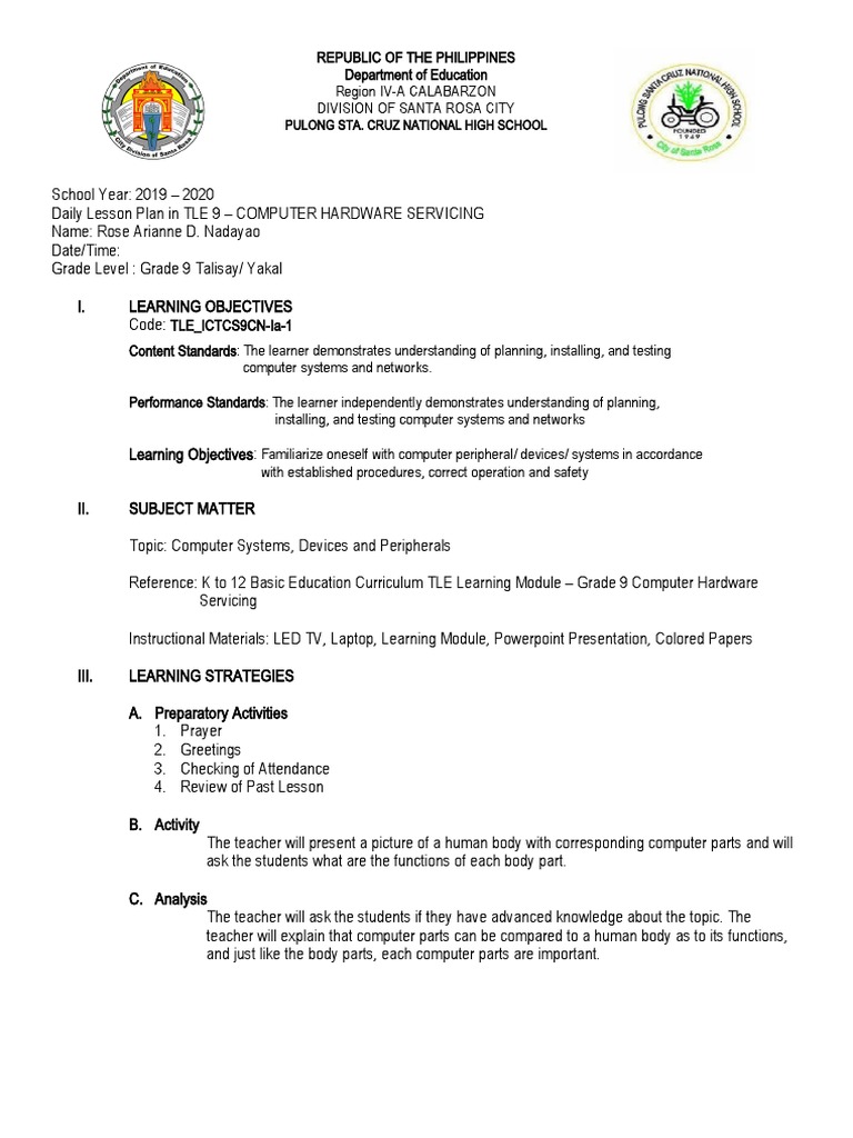 Lesson Plan System Unit | PDF | Input/Output | Computer Data Storage