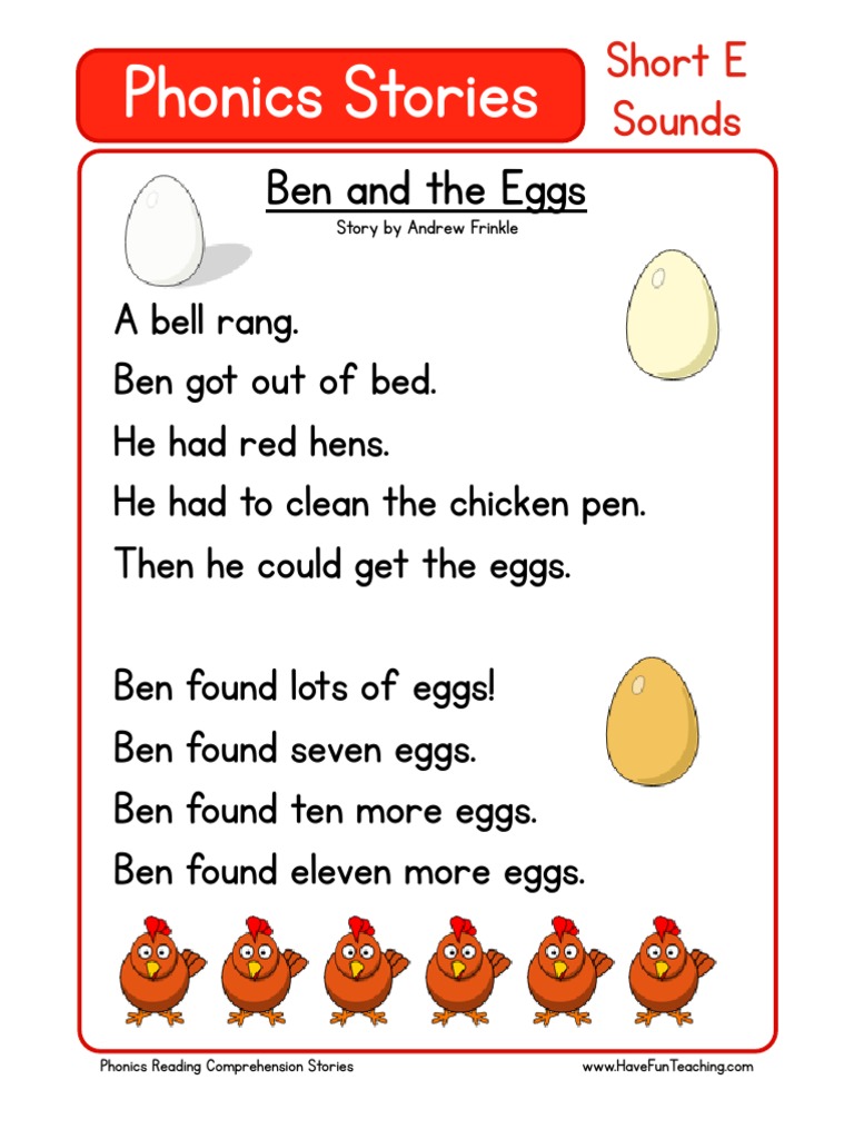 Short E Phonics Story: Ben and the Eggs | PDF
