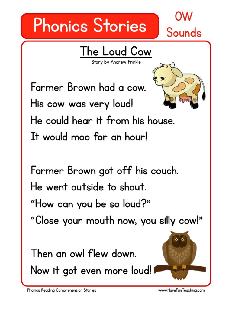 OW-sounds - Phonics Stories PDF | PDF