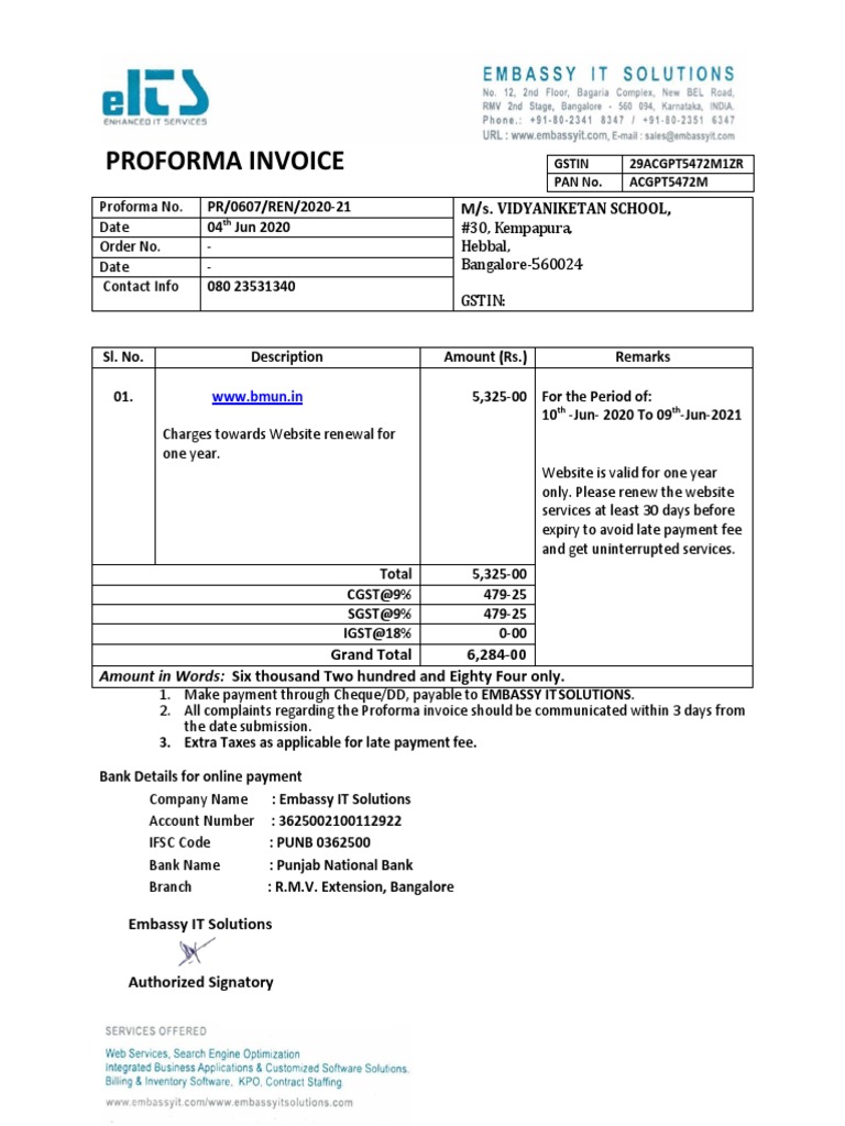 BMUN Invoice | PDF