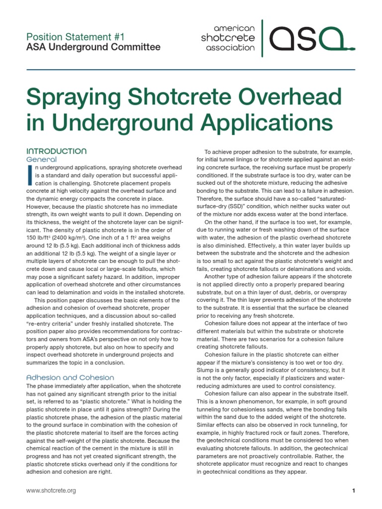Spraying Shotcrete Overhead in Underground Applications | PDF ...