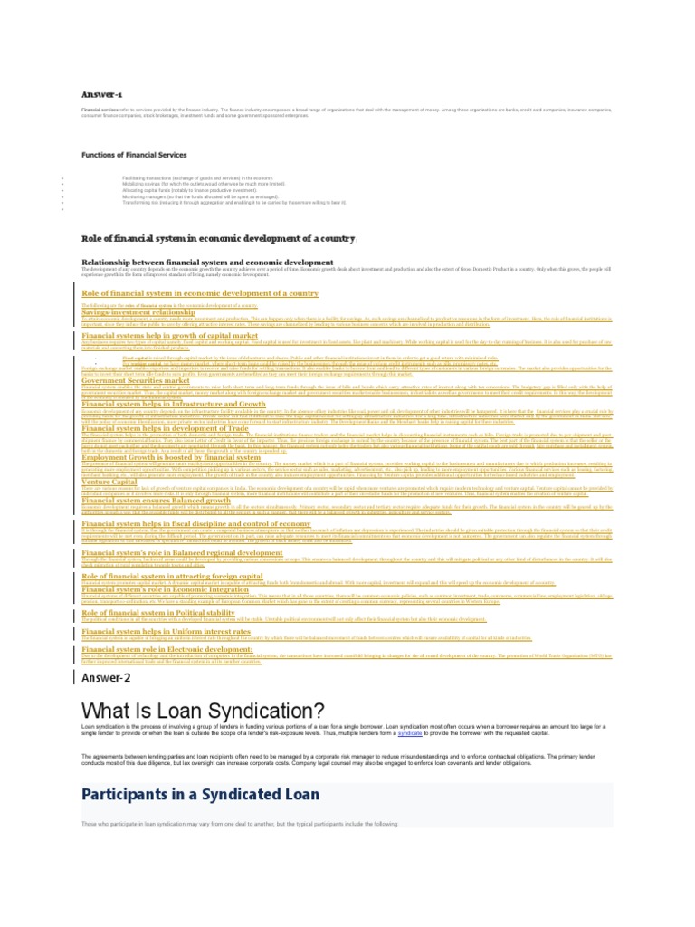 What Is Loan Syndication?: Participants in A Syndicated Loan | PDF ...