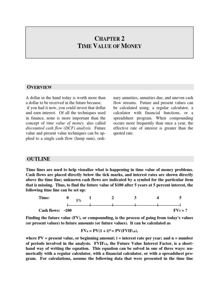 Chapter 2 Time Value of Money Overview PDF | PDF | Time Value Of Money | Present Value