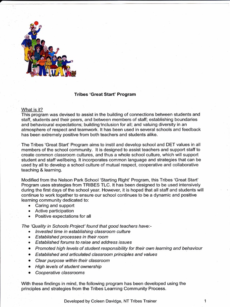 Tribes Great Start Program Overview | PDF | Inclusion (Education ...