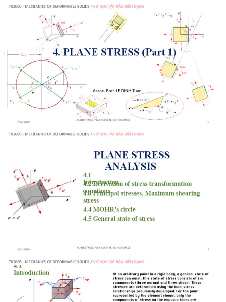 PLANE STRESS (Part 1) : Tr2005 - Mechanics of Deformable Solids | PDF ...