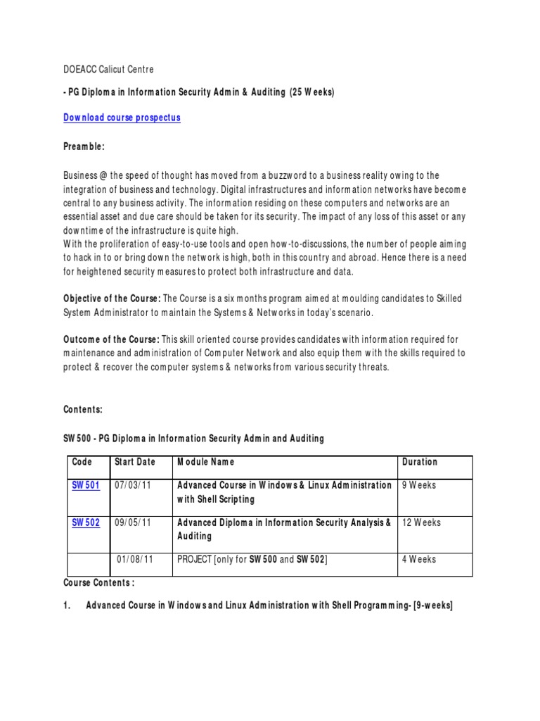 Course Prospectus | PDF | Computer Security | Security