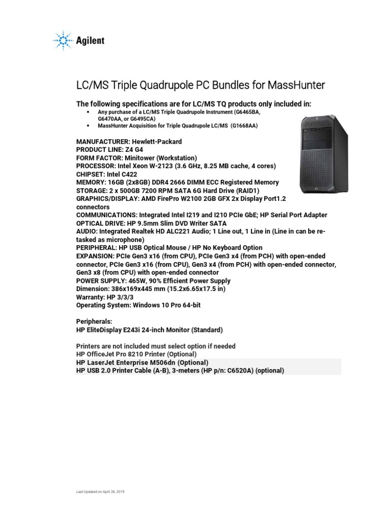 LCMS TQ MassHunter PC Specifications - Updated-April2019 | PDF
