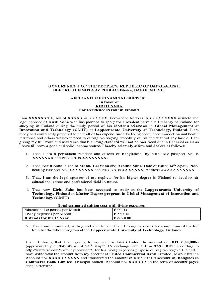 Kiriti Saha Amit - Proposed Affidavit Sample | PDF | Cheque | Banks