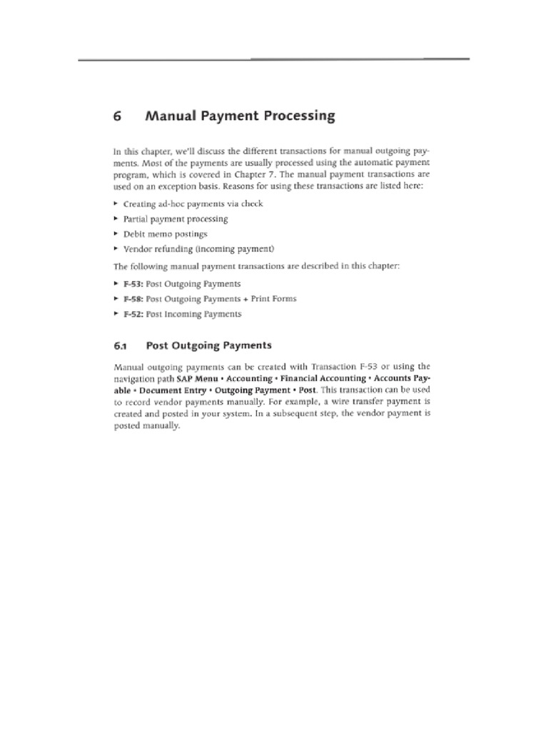 6 Manual Payment Processing: Post Outgoing Payments | PDF