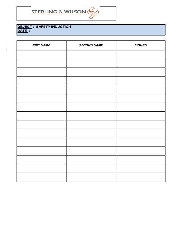Safety Induction Form | PDF