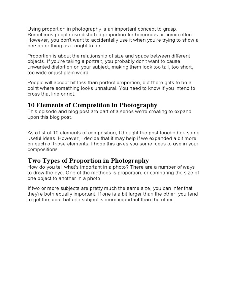 Understanding Proportion in Photography | PDF