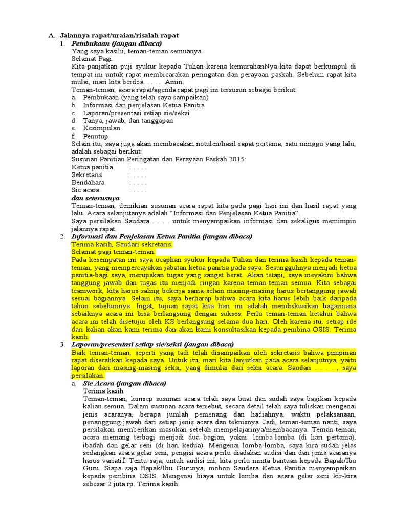 Simulasi Dan Contoh Notula (Share) | PDF