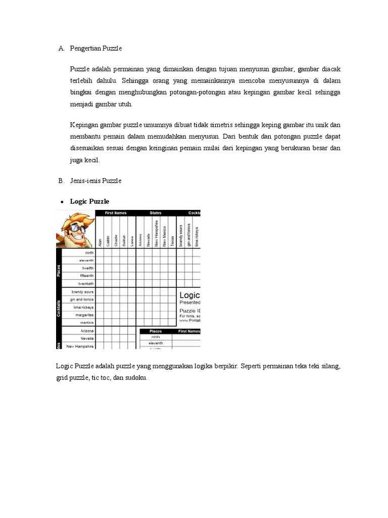 Arti dan Jenis-Jenis Puzzle | PDF