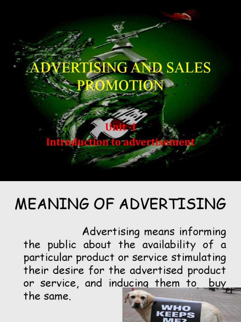 Advertising and Sales Promotion: Unit - I Introduction To Advertisement ...