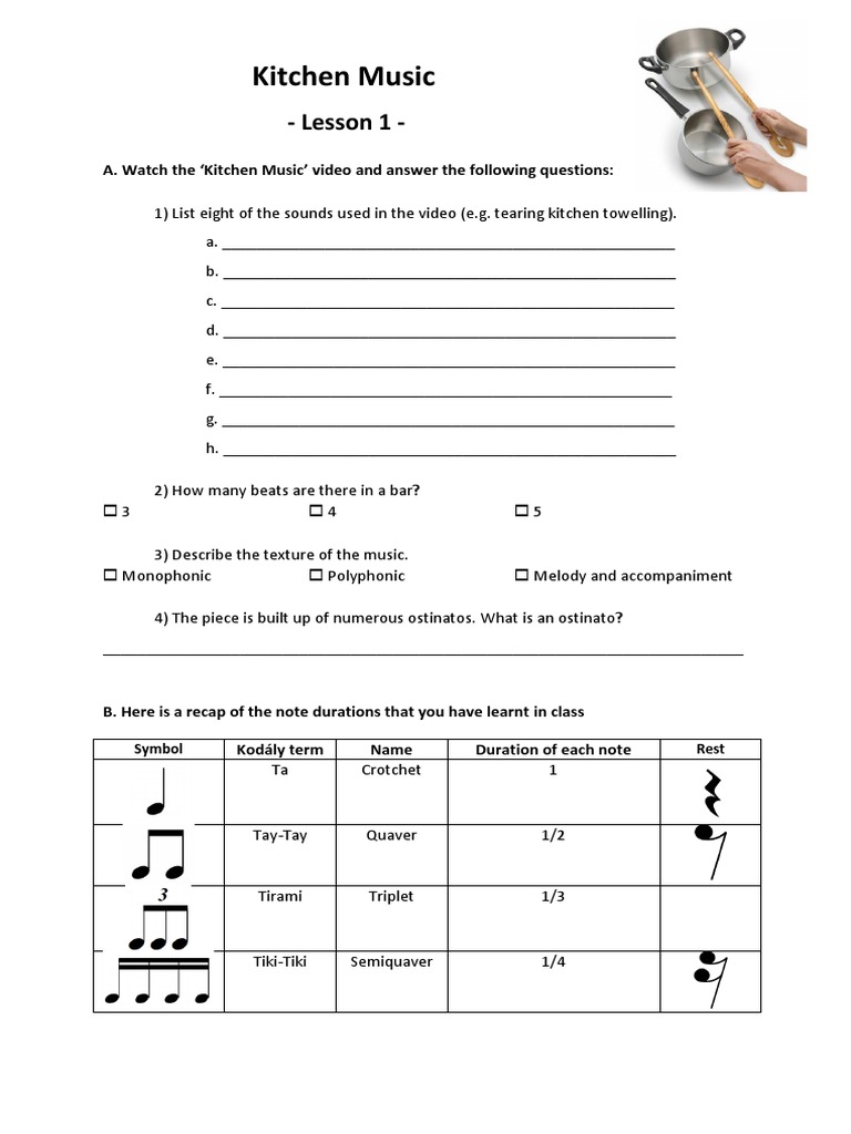 Lesson On Kitchen Music | PDF | Sound | Musical Notation