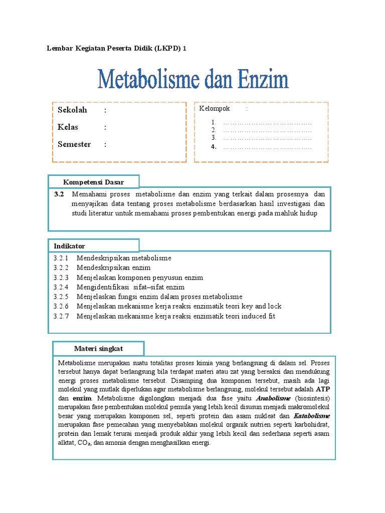 LKPD Enzim 1 | PDF