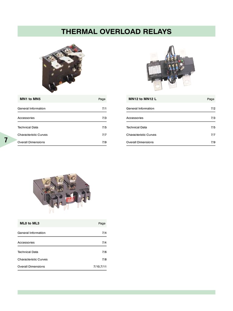 Thermal Overload Relays: MN1 To MN5 MN12 To MN12 L | PDF | Mains ...