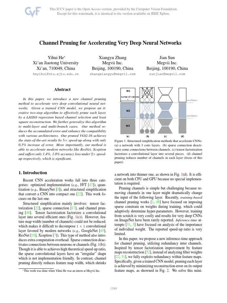 Channel Pruning For Accelerating Very Deep Neural Networks | PDF ...