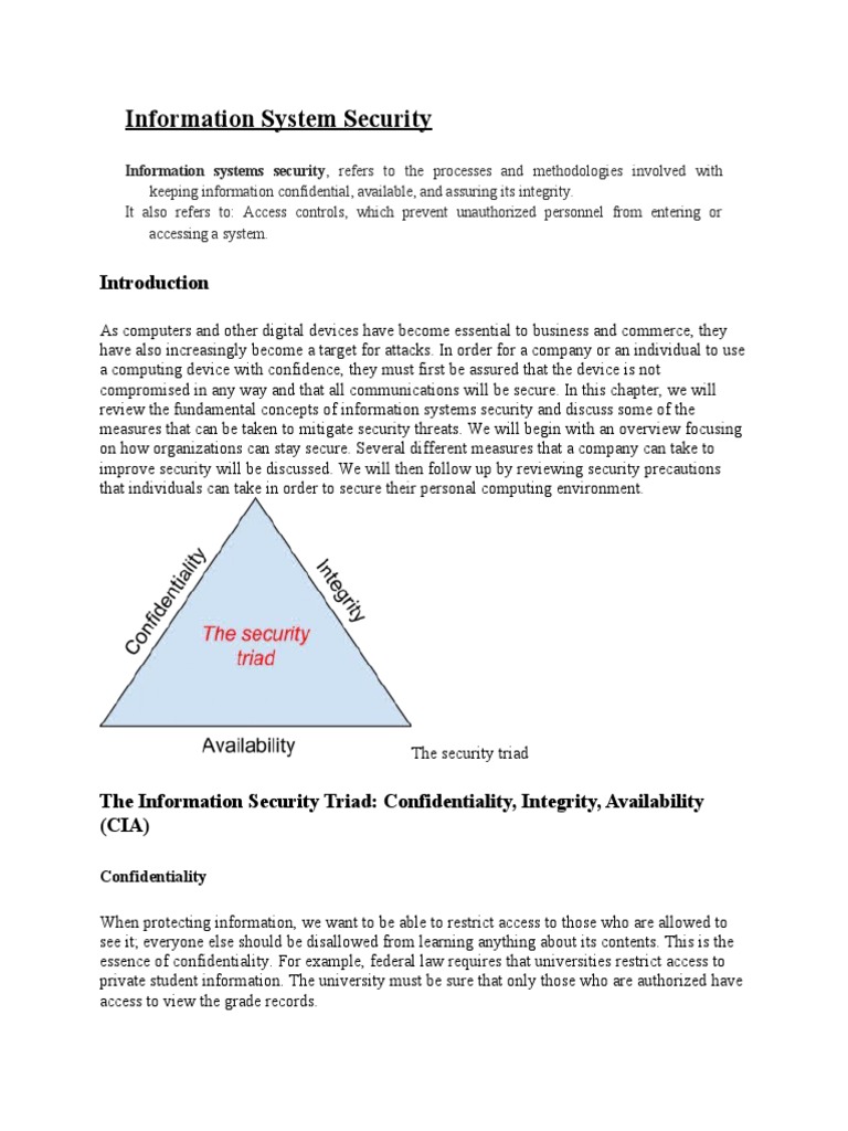 Information Systems Security Overview | PDF | Encryption | Information ...