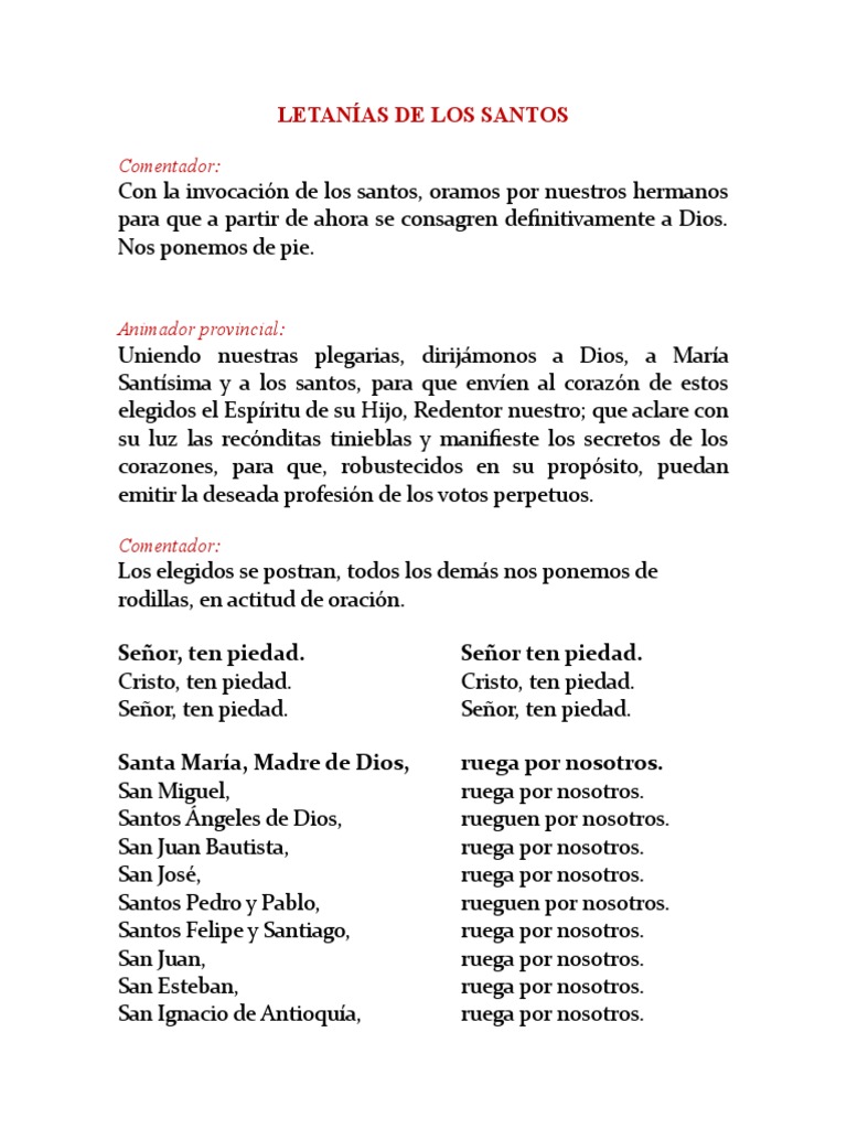 Letanías de Los Santos | PDF | María, madre de Jesús | Santos cristianos