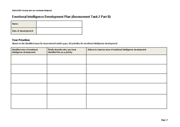 Emotional Intelligence Development Plan Template | PDF