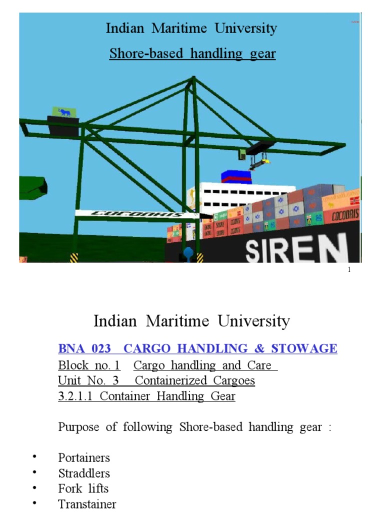 1 Container Handling Gear Shore | PDF | Crane (Machine) | Containerization