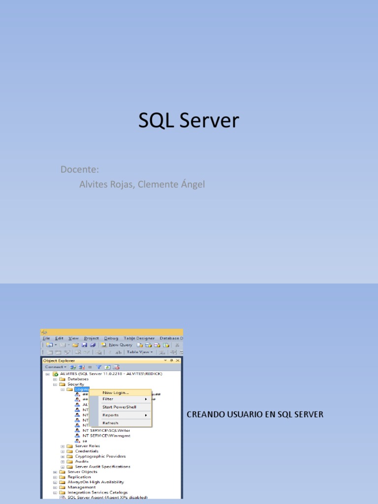 2 - Crear Usuario en SQL Server | PDF