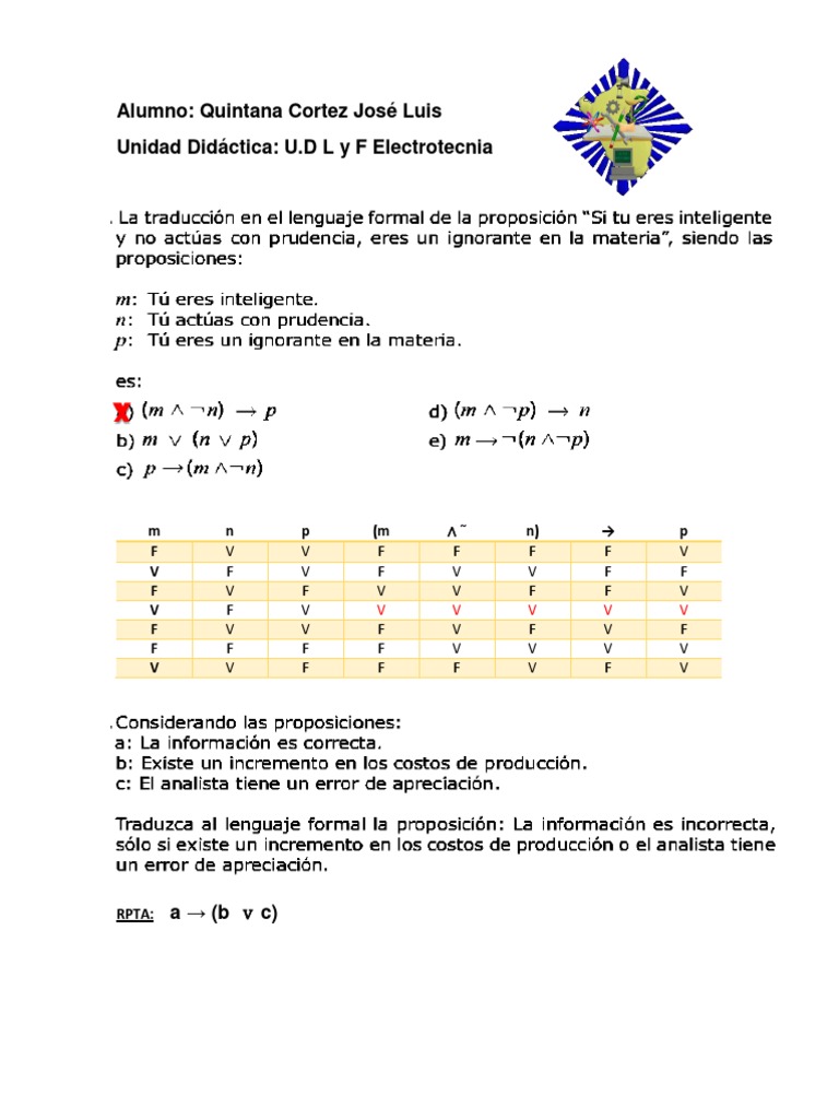 Tablas de Verdad | PDF | Expresiones lógicas | Álgebra de Boole