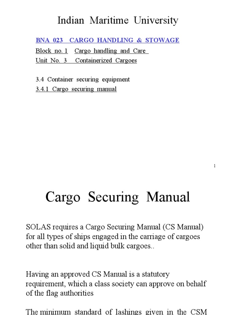 1 Cargo Securing Manual | PDF