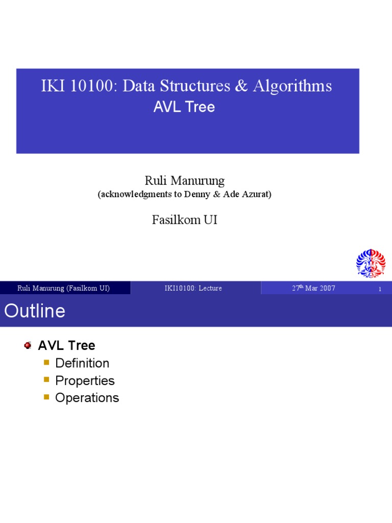 IKI 10100: Data Structures & Algorithms: AVL Tree | PDF | Algorithms And Data Structures ...