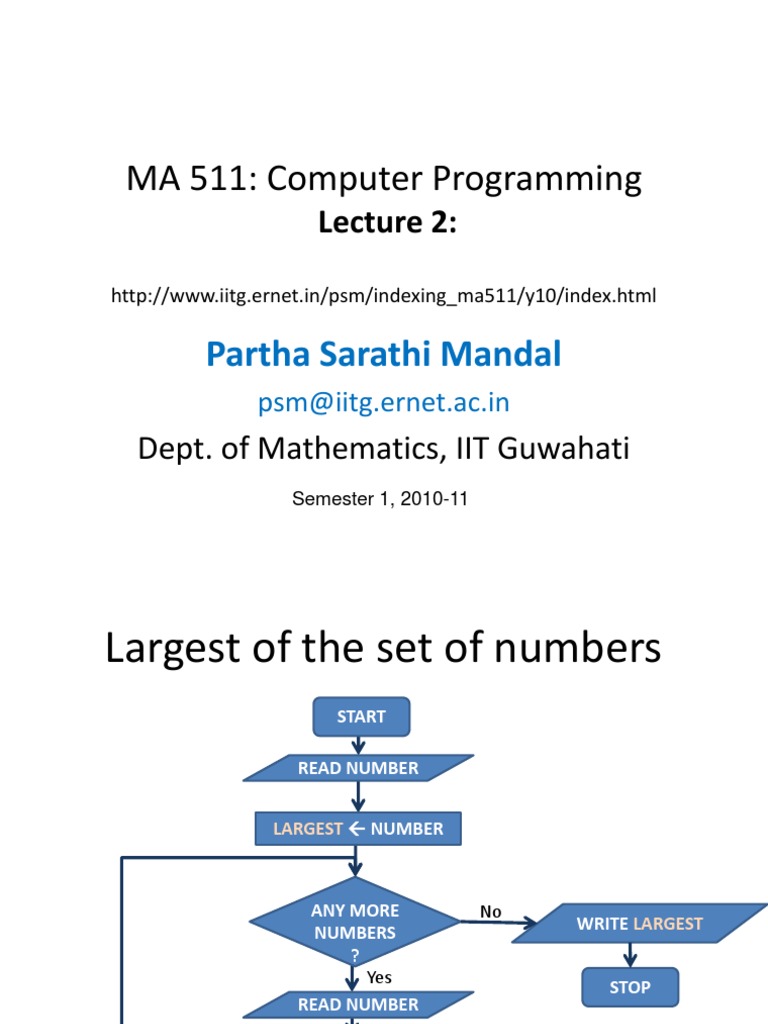 MA 511: Computer Programming: Partha Sarathi Mandal | Download Free PDF | Integer (Computer ...