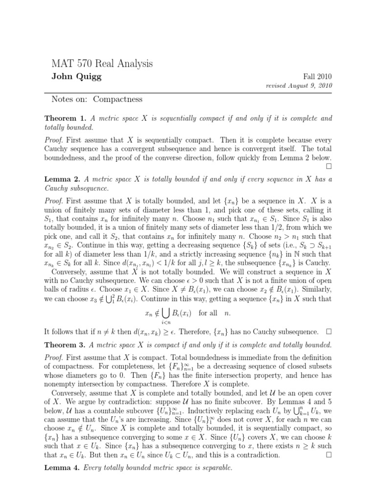 Compactness in Metric Spaces Explained | PDF | Compact Space | Metric Space