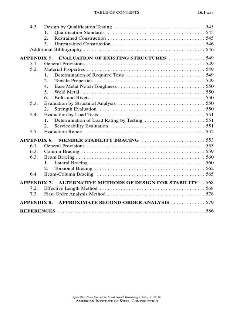 AISC Steel Building Specification Table of Contents | PDF | Rivet ...