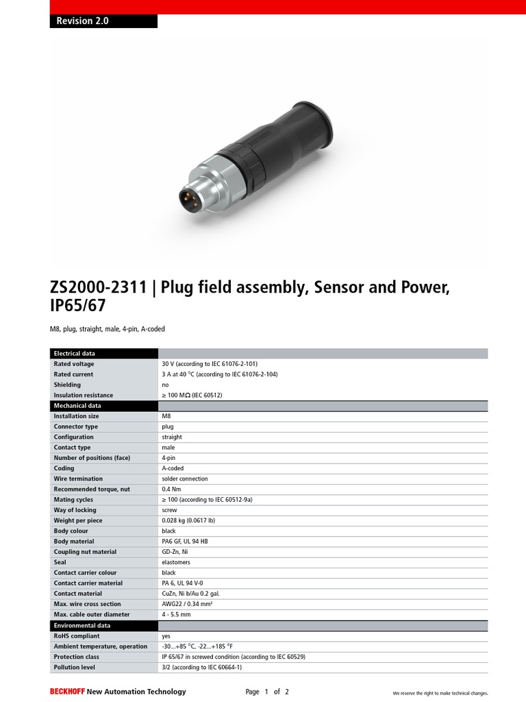 zs2000-2311 en | PDF | Electrical Connector | Electrical Engineering