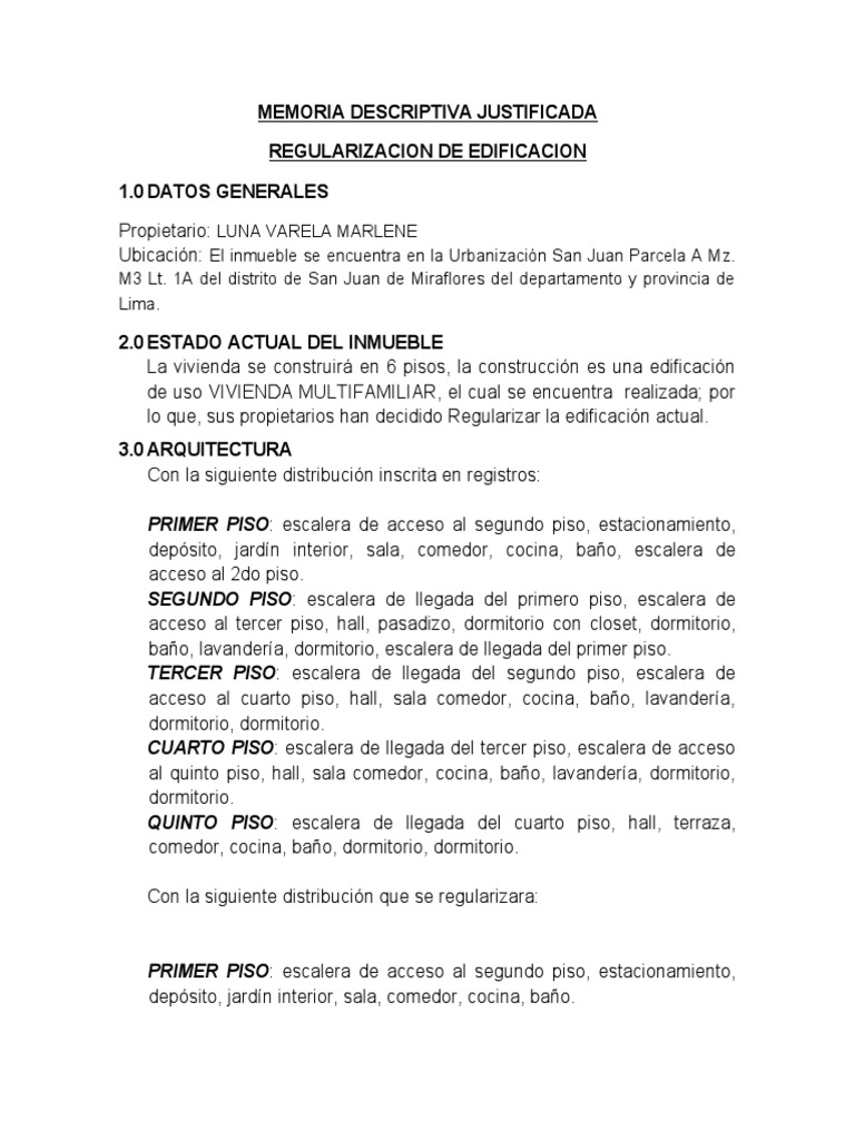 Memoria Descriptiva Justificada | PDF | Edificios y estructuras | Construcción de casas