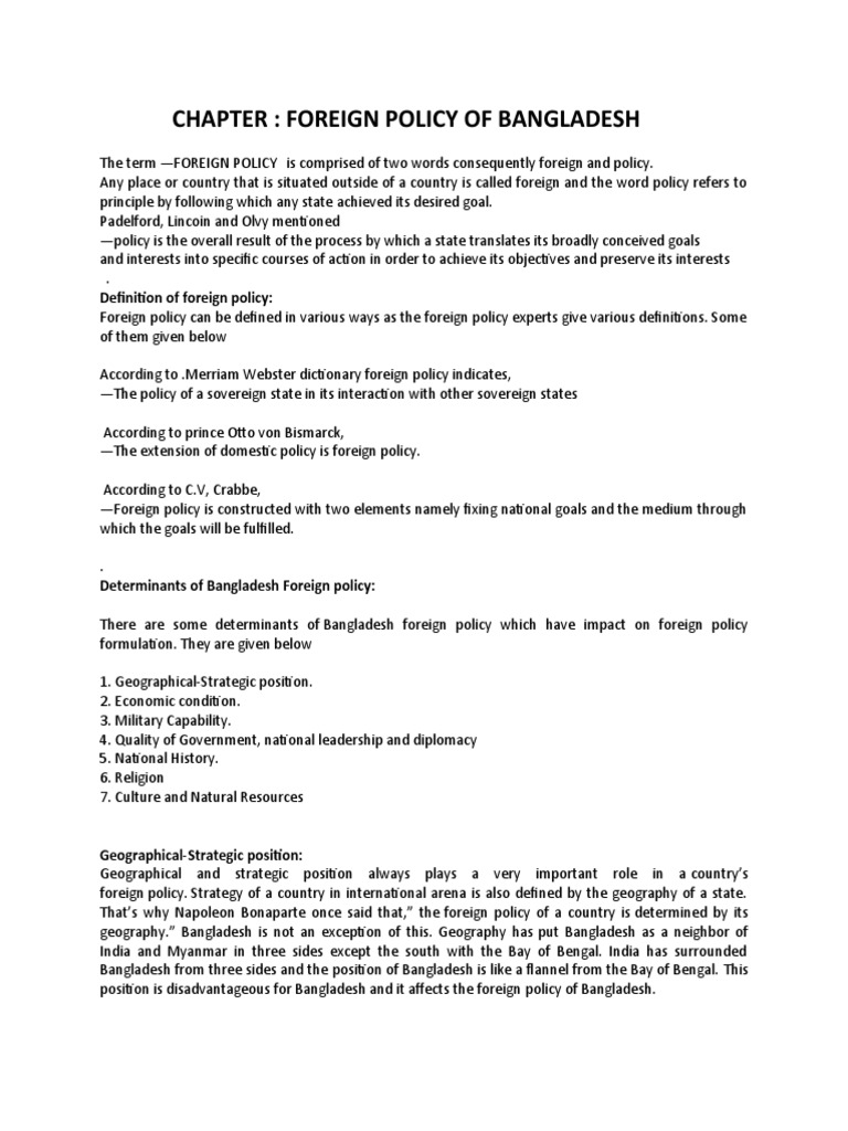 Chapter: Foreign Policy of Bangladesh | PDF | Bangladesh | Foreign Policy