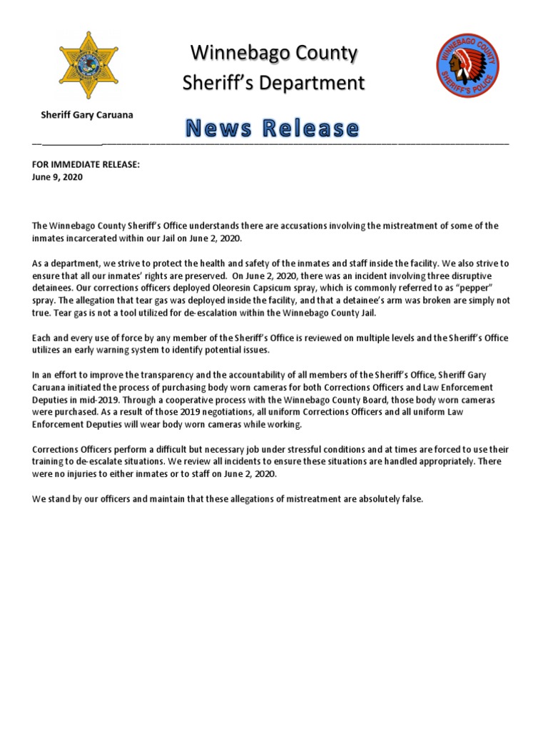 Sheriff Jail Statement | PDF
