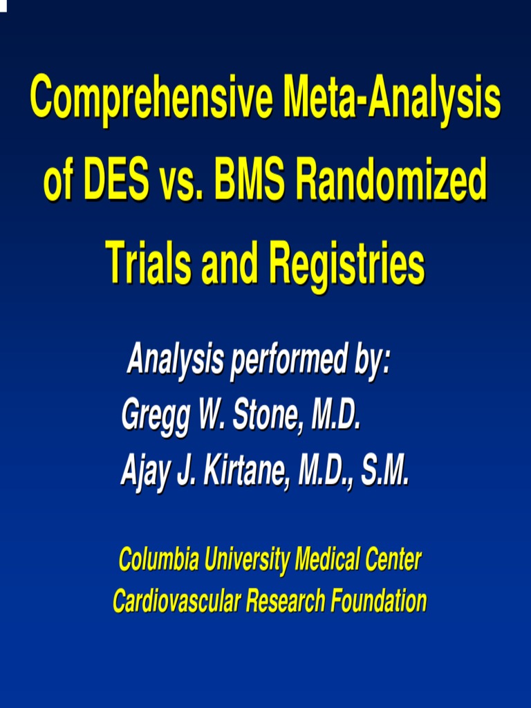 DES Vs BMS Pres - BaimPostACC - MetaBMSDES - 0508 | PDF | Thrombosis ...